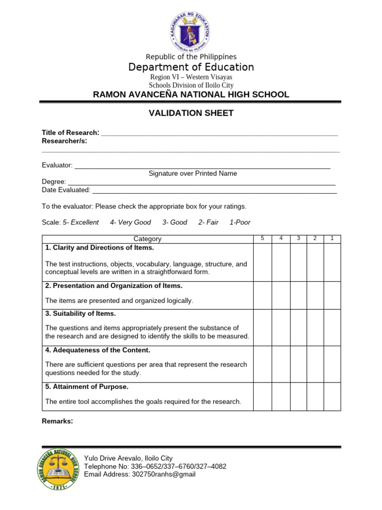 Research Evaluation Validation Sheet | PDF