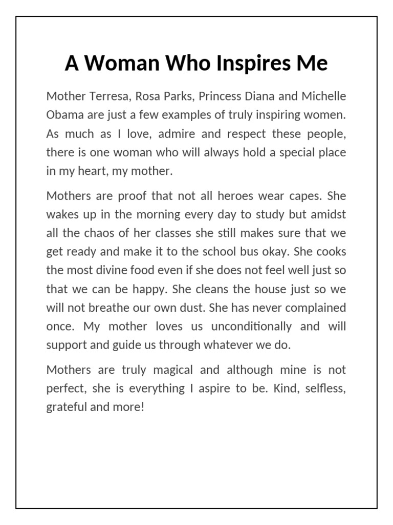 A Woman Who Inspires Me | PDF