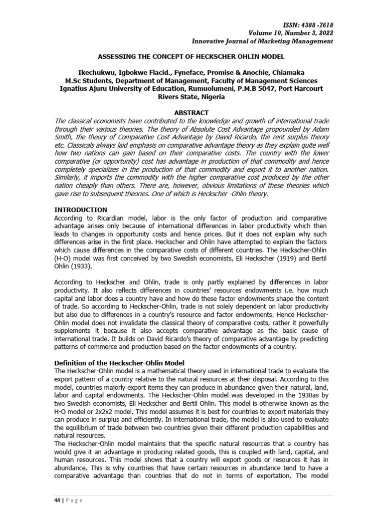 Heckscher-Ohlin Model Explained | PDF | Business Economics | Business