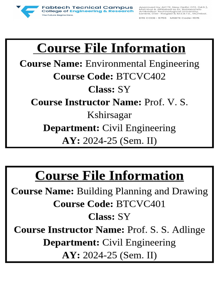 Course File Nameplate | PDF