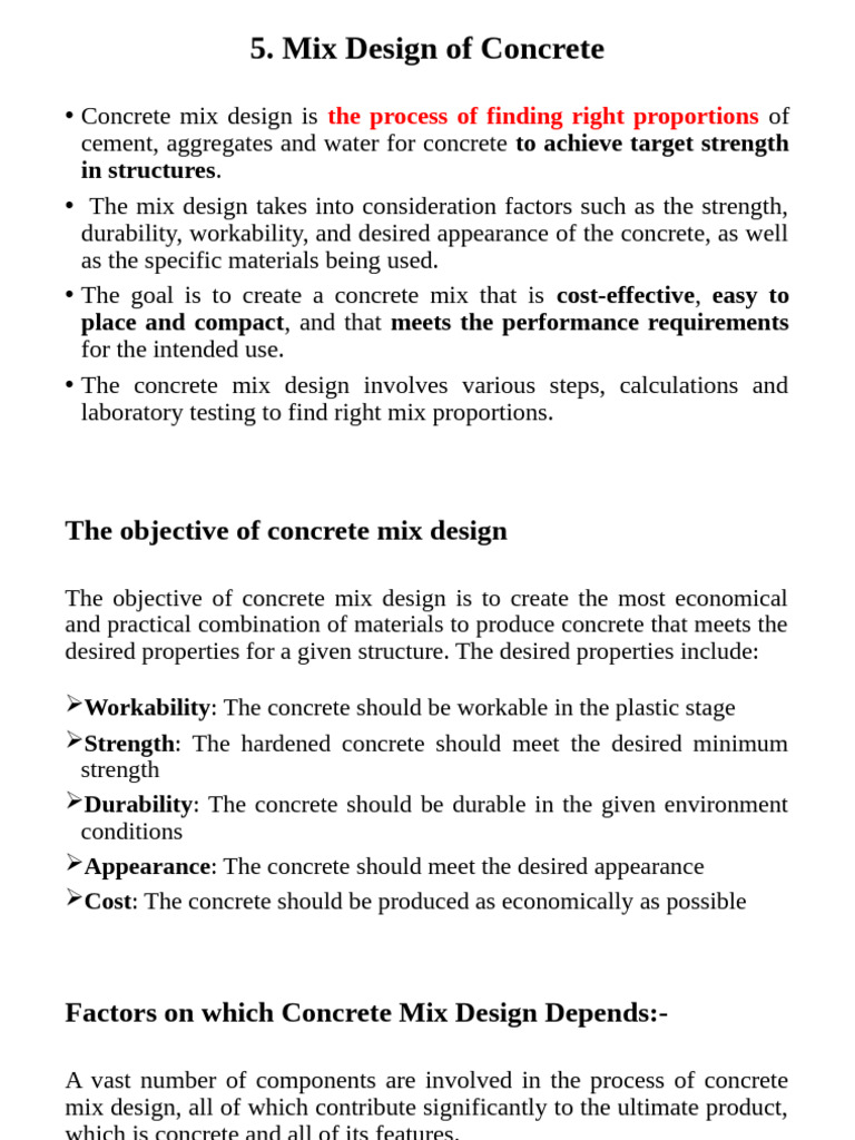Concrete Mix Design Fundamentals | PDF | Concrete | Coefficient Of ...