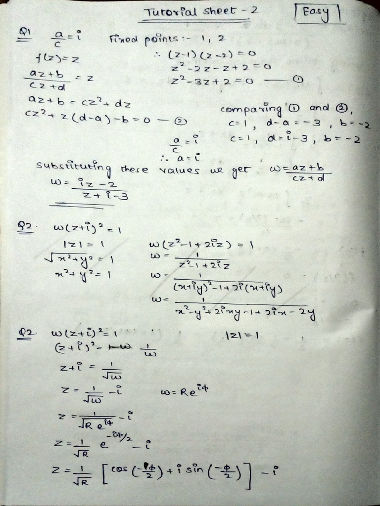 CVLA Tutorial Sheet 2 | PDF
