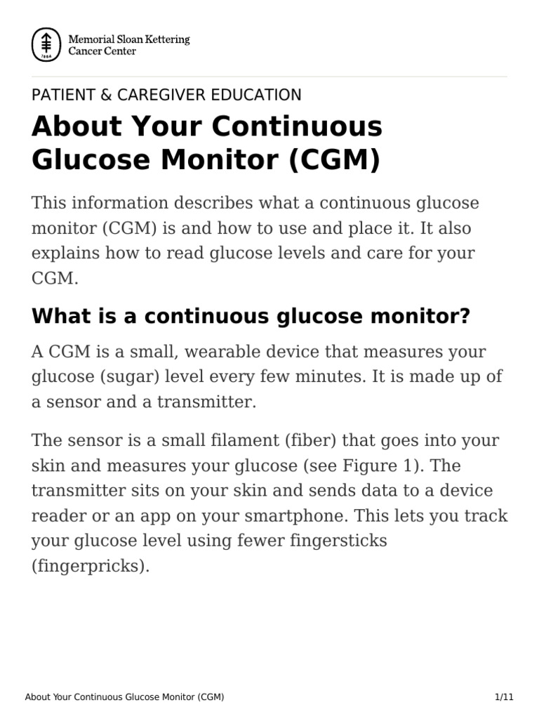 about-your-continuous-glucose-monitor-cgm | PDF | Disorders Of Endocrine Pancreas | Health Care