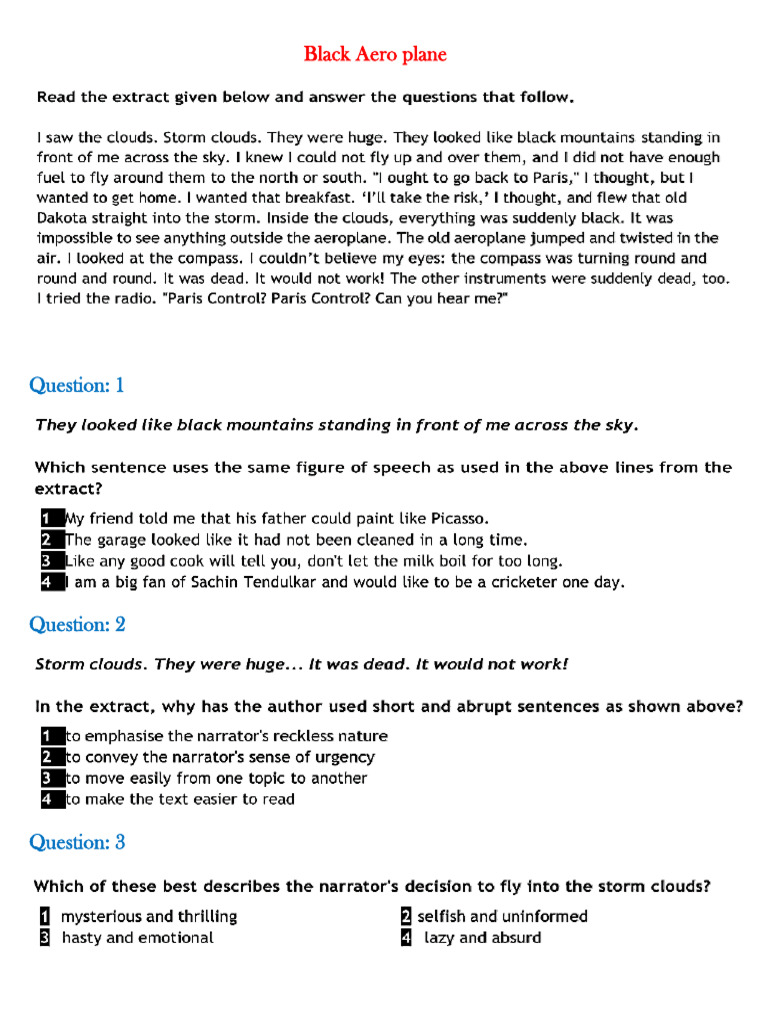 Seen Passage Last Minute Review | PDF