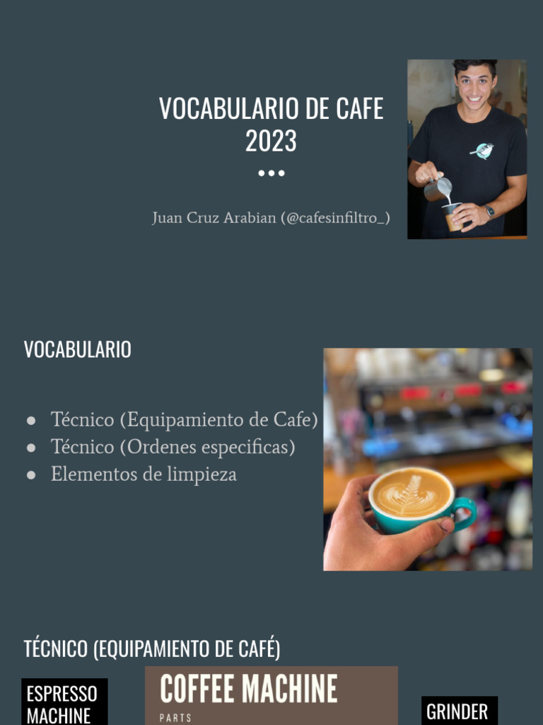 Vocabulario Barista 2023 (@cafesinfiltro - ) | PDF | Té | Bebidas no alcohólicas