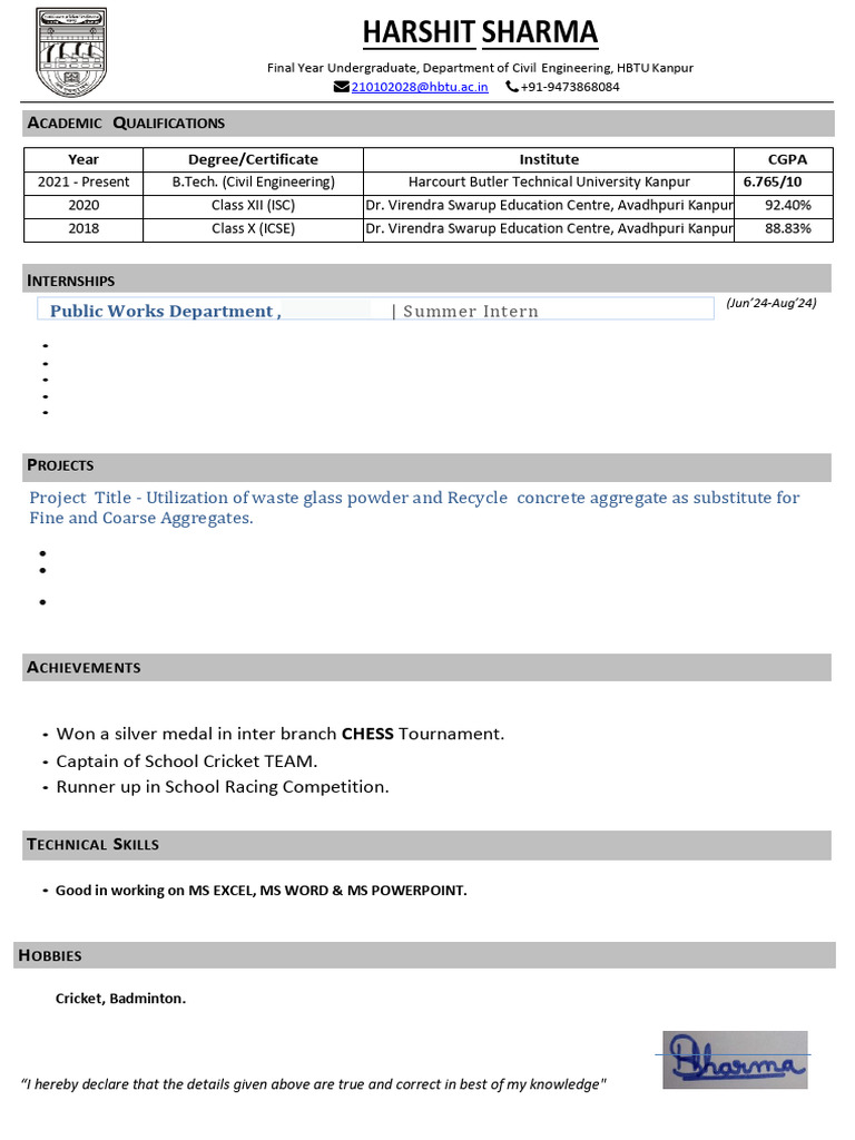 RESUME HARSHIT | PDF