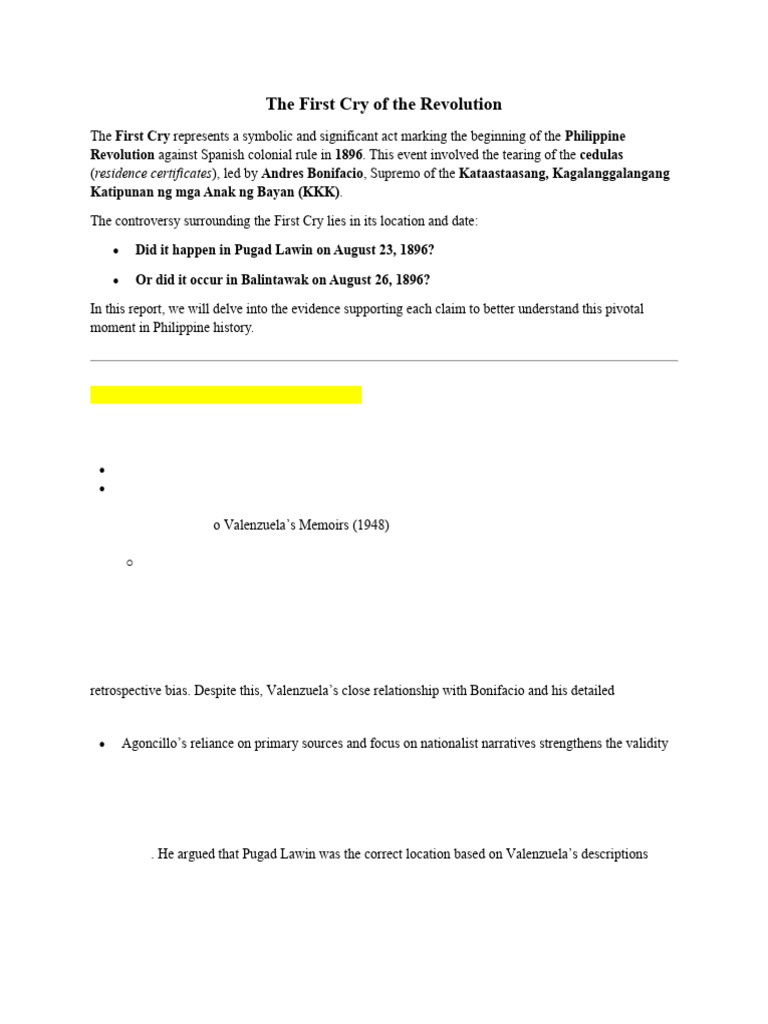The-First-Cry | PDF | Philippines | Spanish East Indies