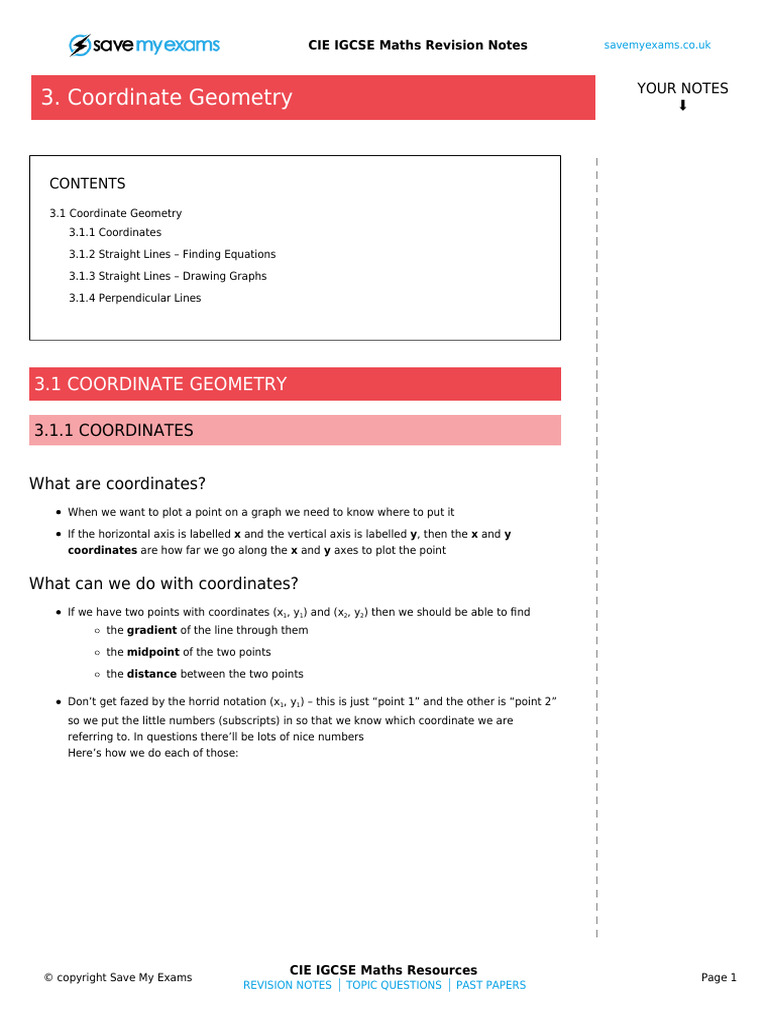 3.coordinate Geometry | PDF | Line (Geometry) | Cartesian Coordinate System