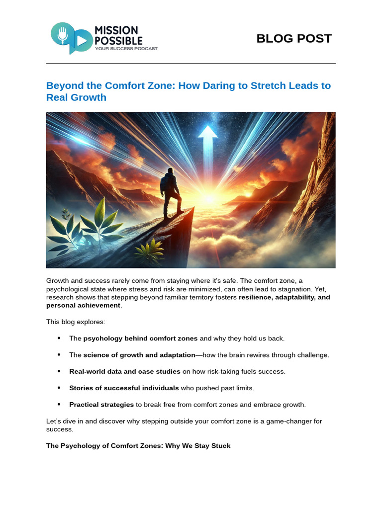 Embrace Growth Beyond Comfort Zones | PDF | Psychological Resilience | Fear