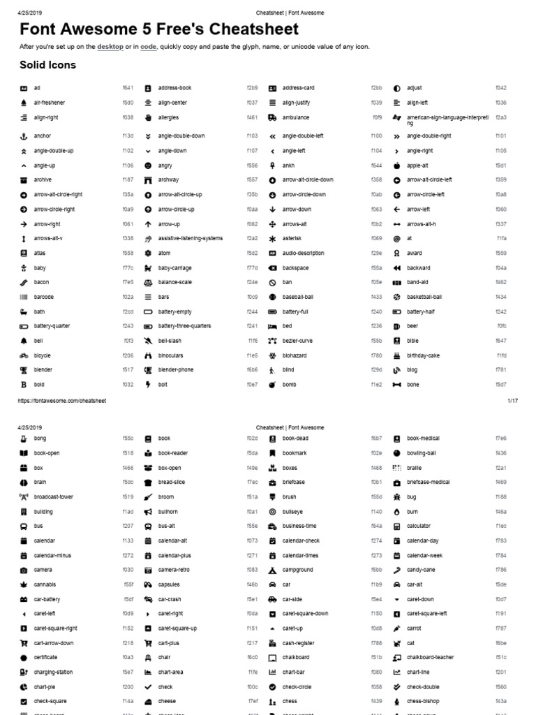Cheatsheet _ Font Awesome | PDF | Character Encoding | Digital Typography