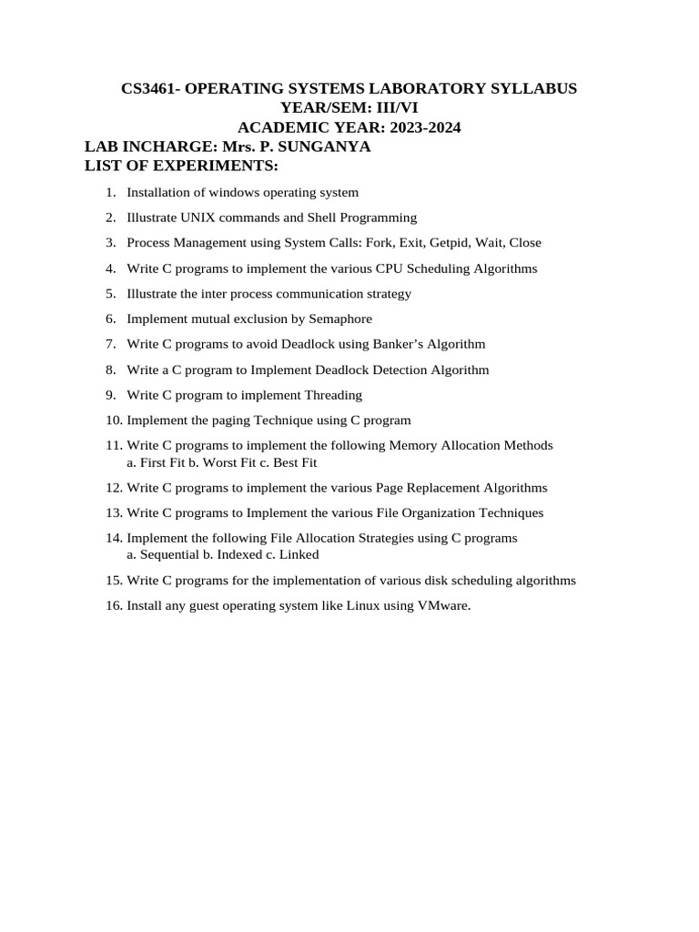 CS3461 Os Lab | PDF