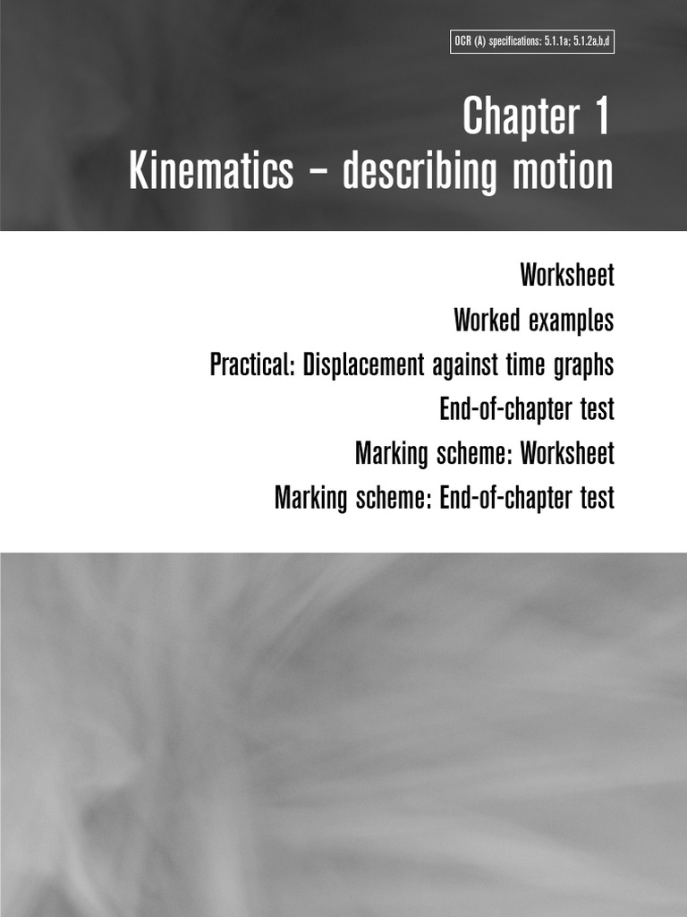 Kinematics Describing Motion Pdf Velocity Speed