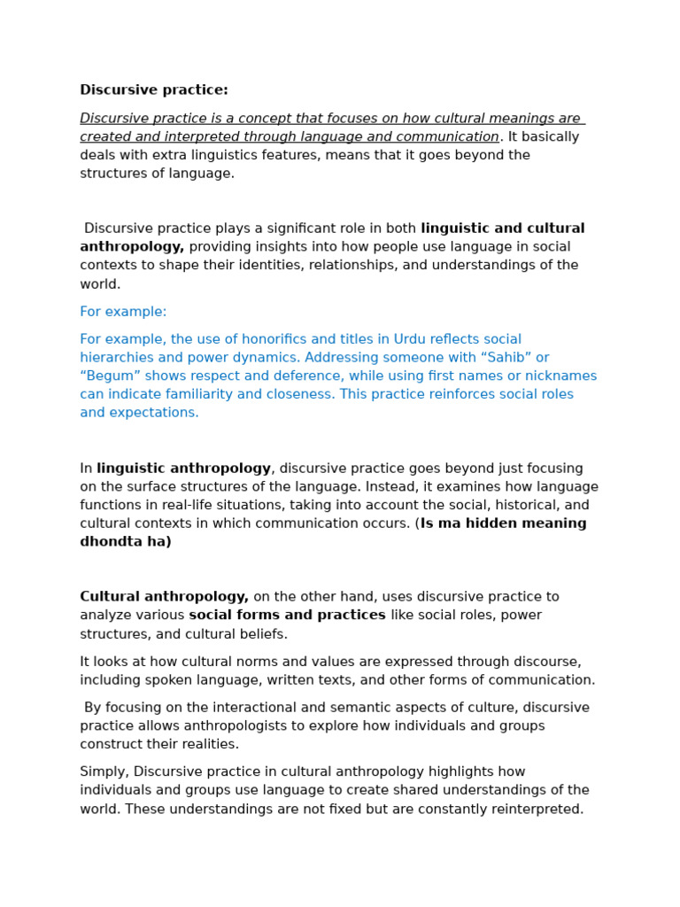 Discursive Practice by TT Edited | PDF | Discourse | Ethnography
