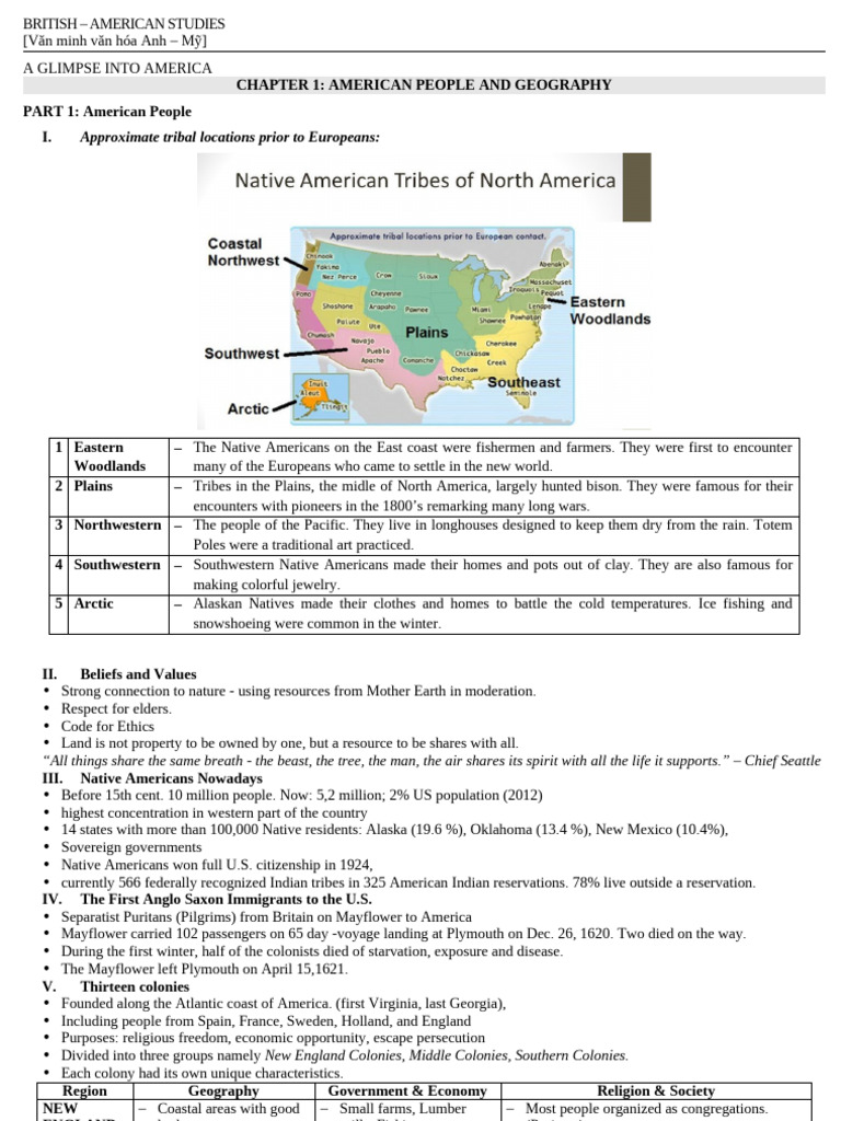 American Geography and History Overview | PDF | University And College ...