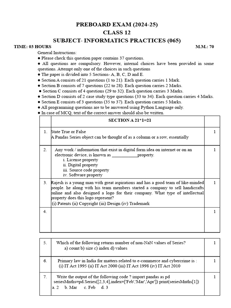 QP-1PB-IP-2024 Set 1 | PDF | Table (Database) | Sql