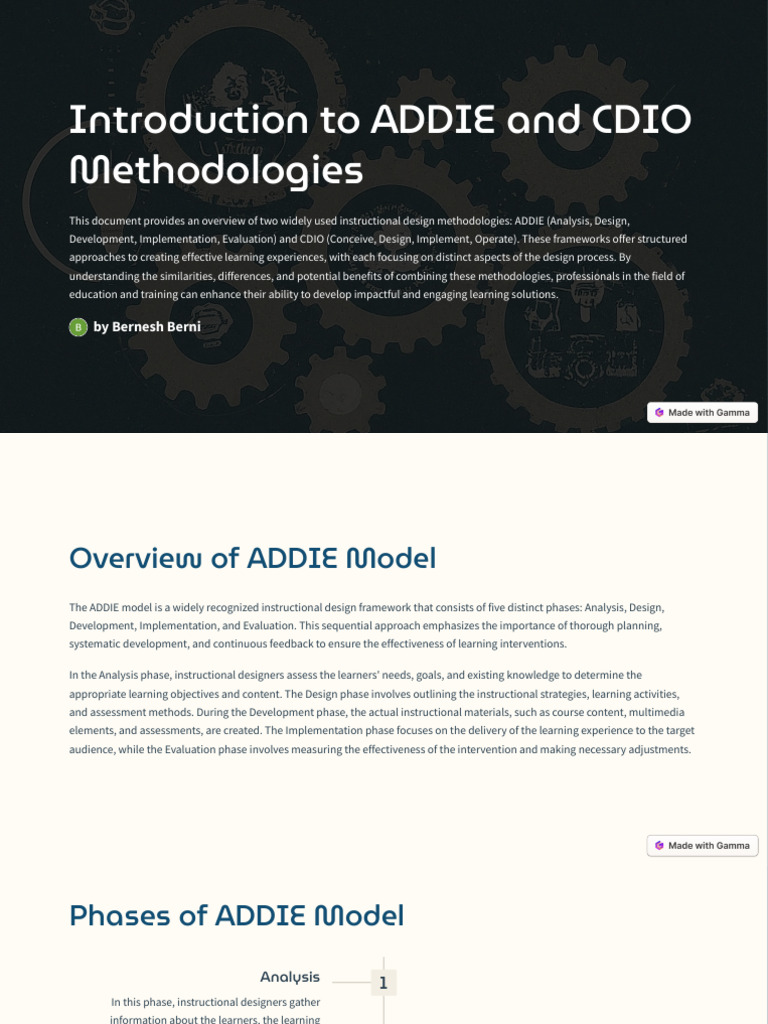 ADDIE vs CDIO: Instructional Design Guide | PDF | Instructional Design | Methodology