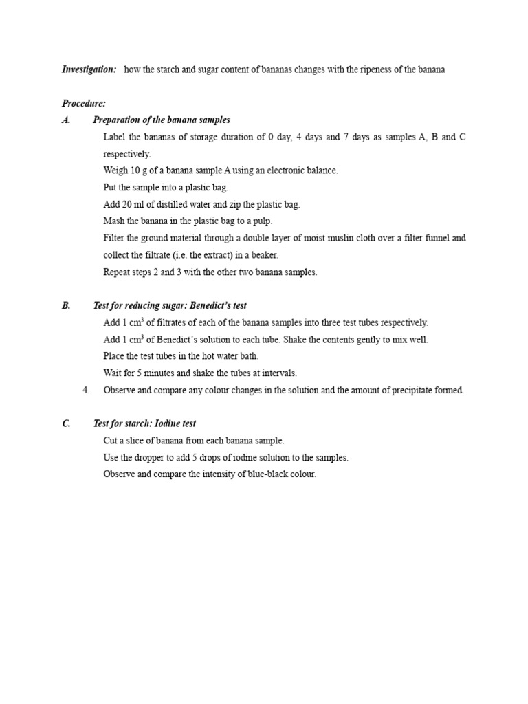 2023-24 - Bio - SBA - 1 Banana - Procedure | PDF