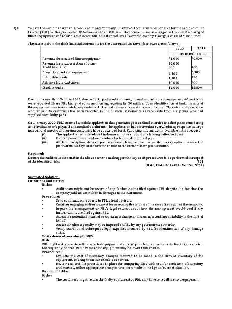 ISA 315 Case Studies | PDF | Revenue | Going Concern