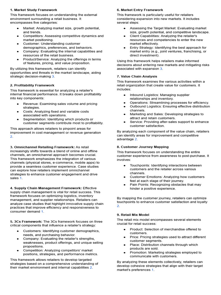 Frameworks For Retail Management | PDF | Inventory | Retail