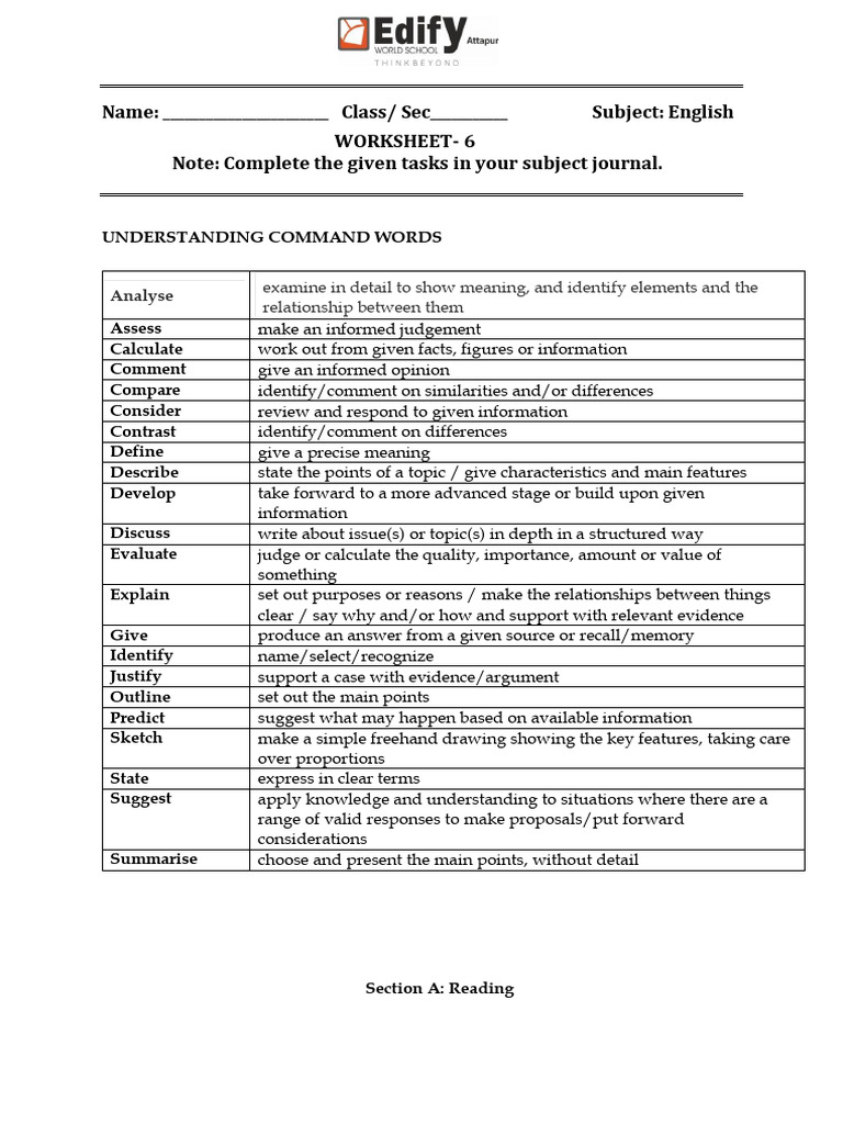 Understanding Command Words in English | PDF | Information | Knowledge