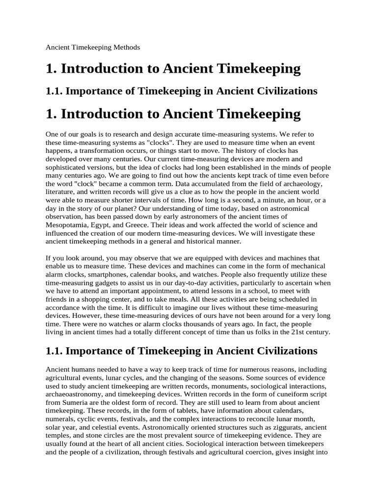 Ancient Timekeeping Methods | PDF | Clock | Time