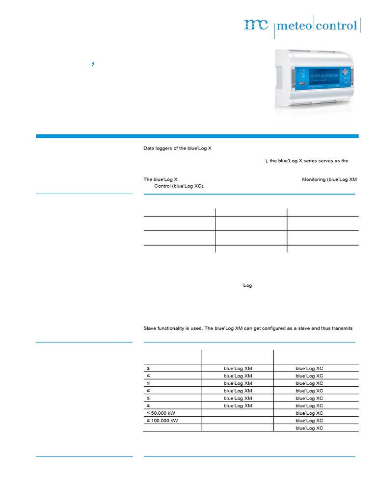 Blue'Log XC-200 Data Logger Overview | PDF | Electronics | Computer ...
