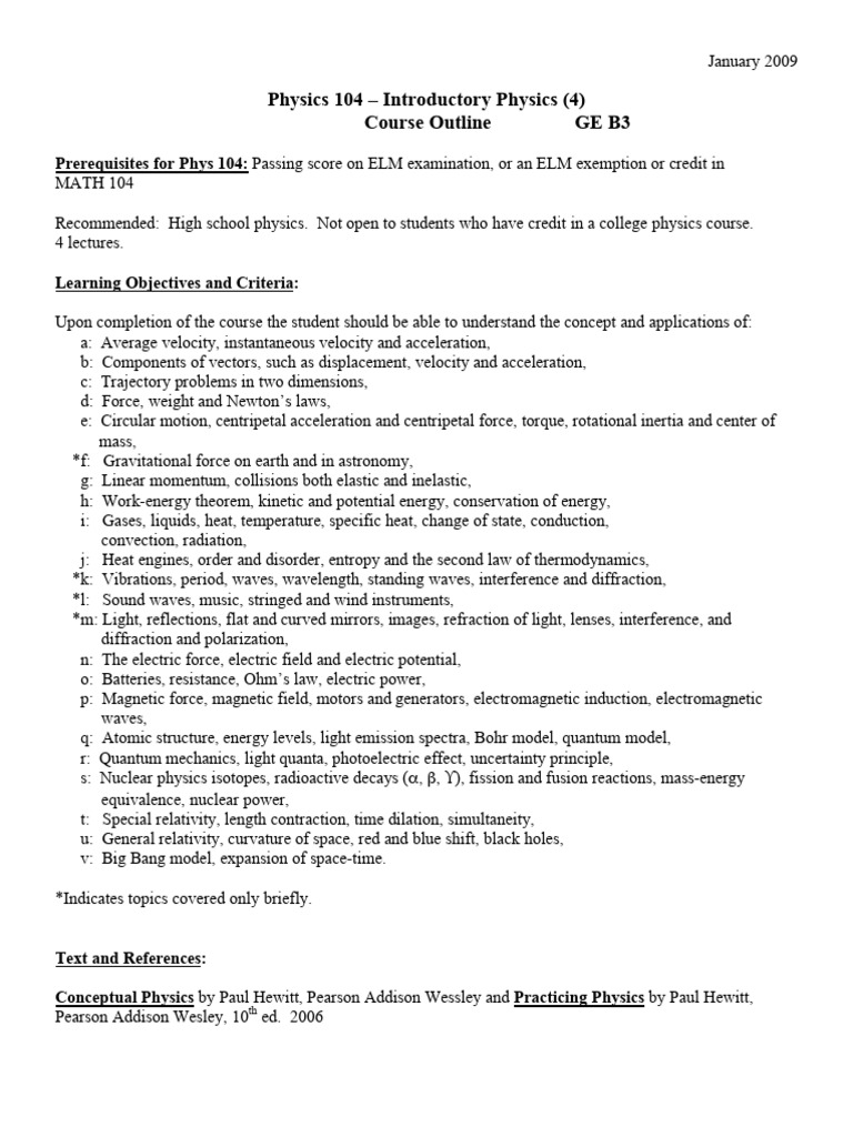 Physics 104 Intro Physics | PDF | Force | Physics