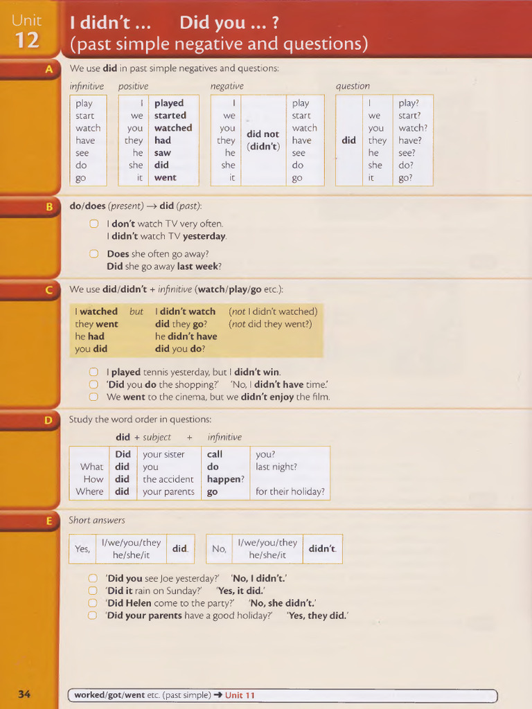Past Simple Negatives and Questions Guide | PDF