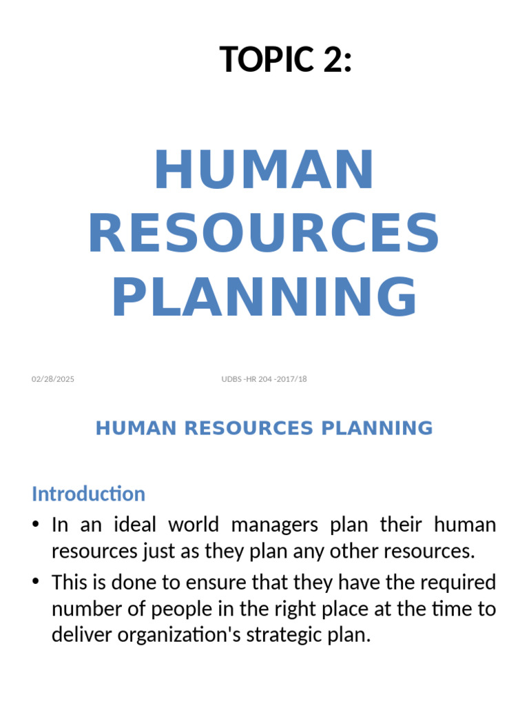 Topic 2 Human Resources Planning 1 | PDF | Forecasting | Human Resources