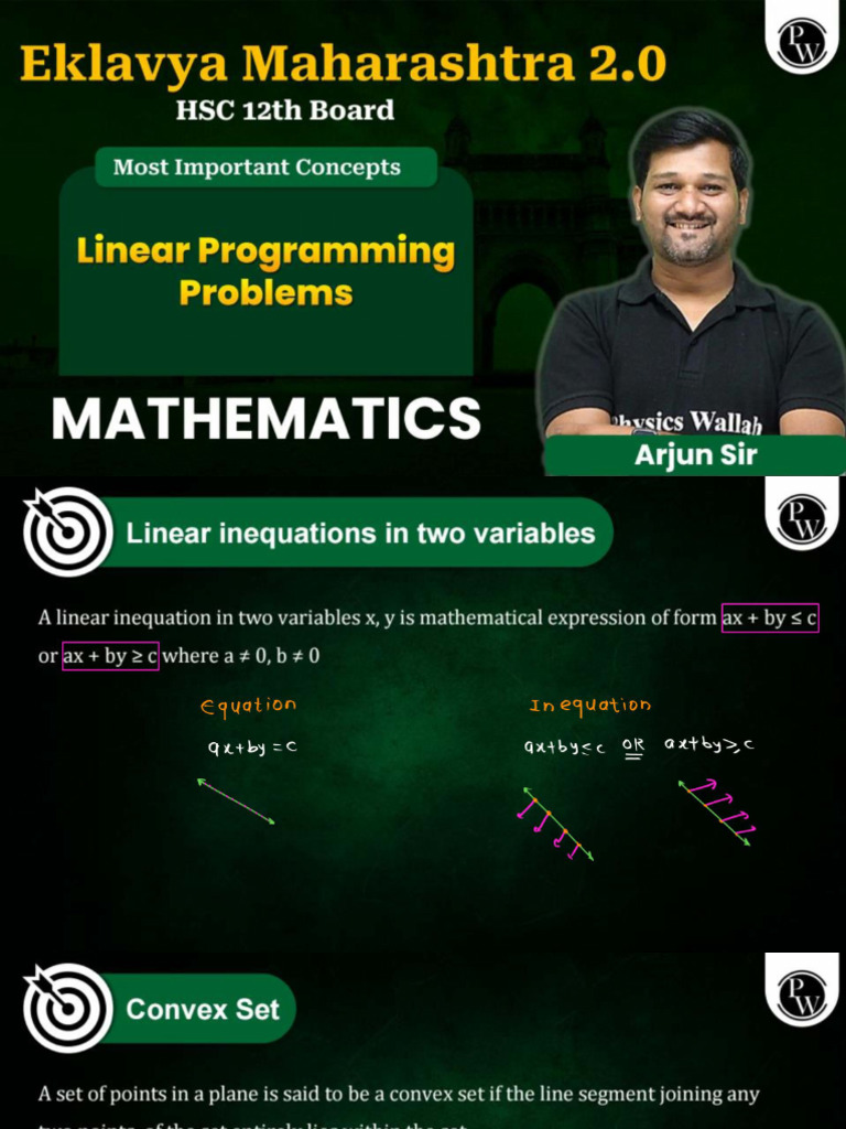 Linear Programming Problems - Class Notes - Eklavya Maharashtra 2.0 | PDF