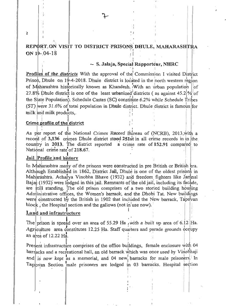 Jail Dhule SJalaja 19apr2018 24092018 | PDF