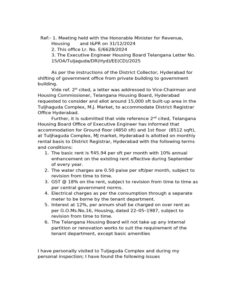 Telangana District Registrar Office Relocation | PDF