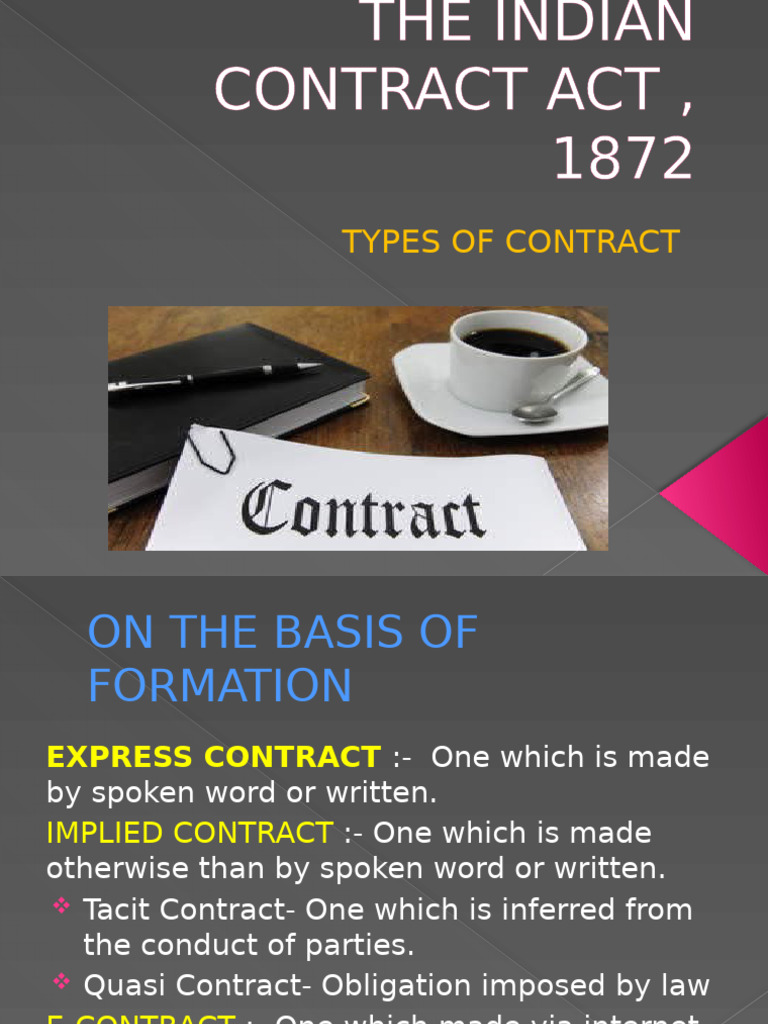 The Indian Contract Act, 1872 | PDF