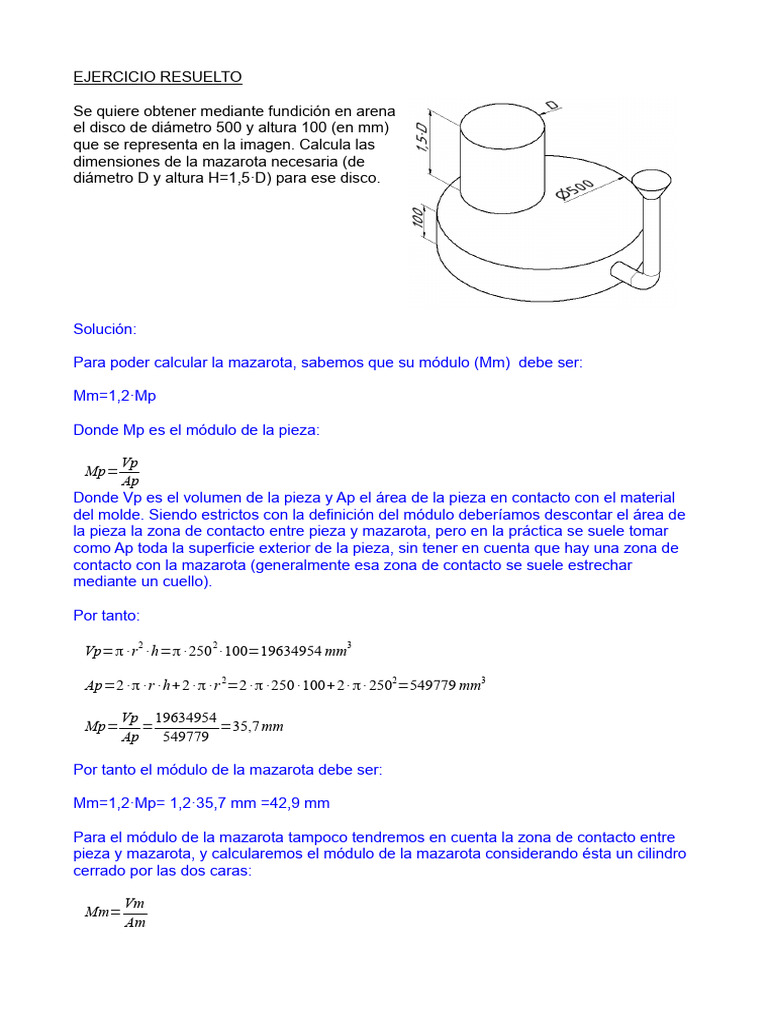 Dimensiones de la Mazarota para Fundición | PDF