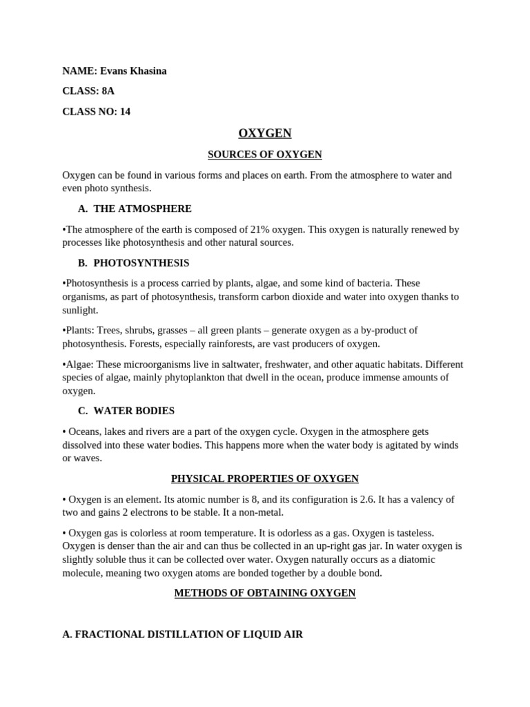 chem oxygen 2 | PDF | Rust | Oxygen
