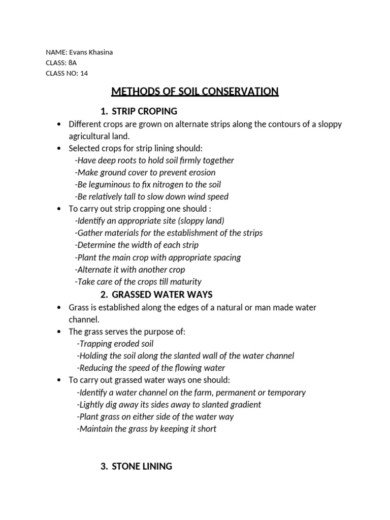 Methods of Soil Conservation for Class 8 | PDF | Soil | Mulch