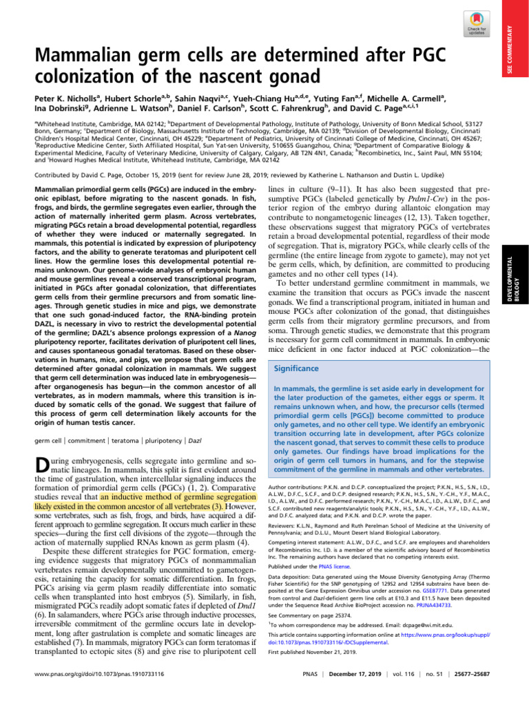 PGC3 Dazl Pnas | PDF | Cell Potency | Embryonic Stem Cell