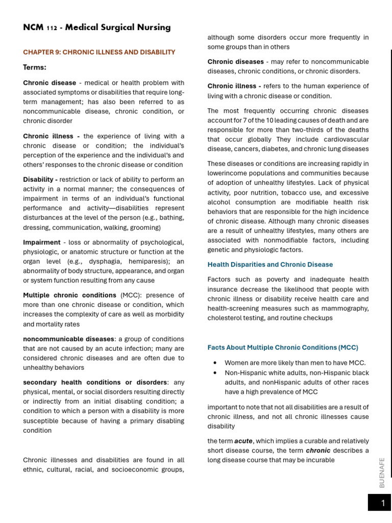 Chronic Illness and Disability Overview | PDF | Chronic Condition ...