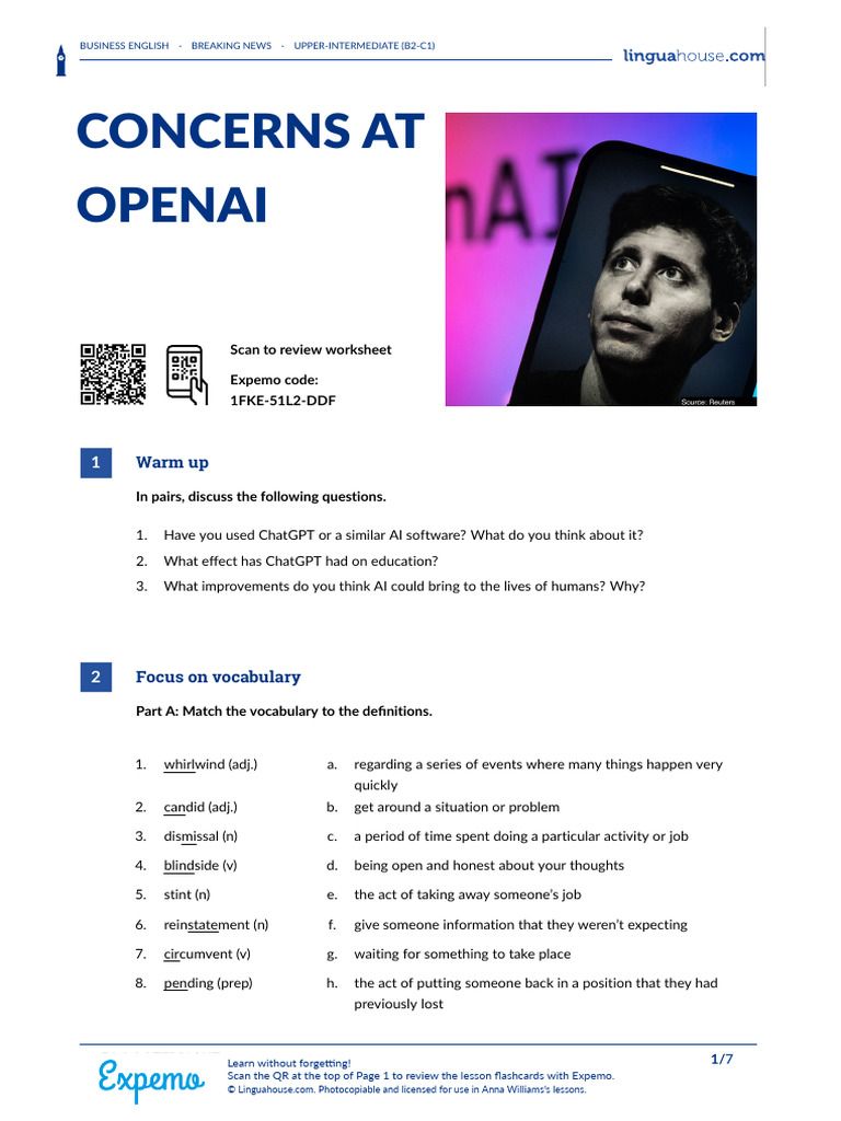 Concerns at Openai British English Student B2 C1 | PDF | Artificial ...
