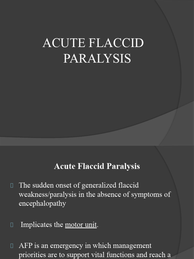 Acute Flaccid Paralysis Overview | PDF | Peripheral Neuropathy ...