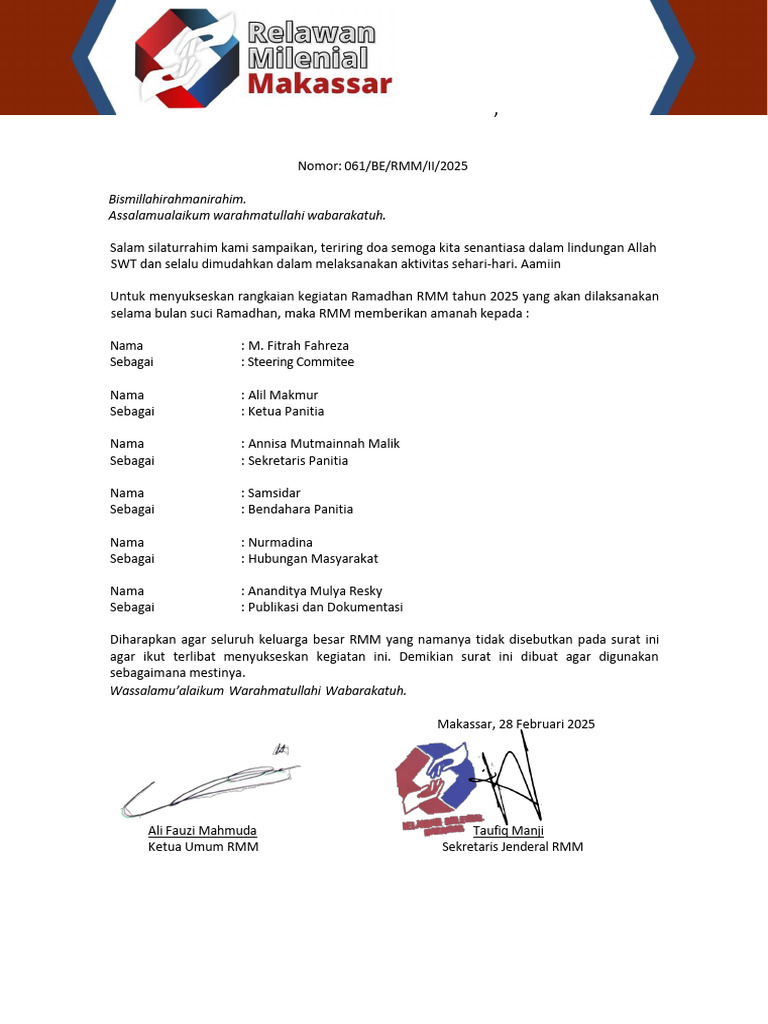 061 SK panitia ramadhan RMM | PDF