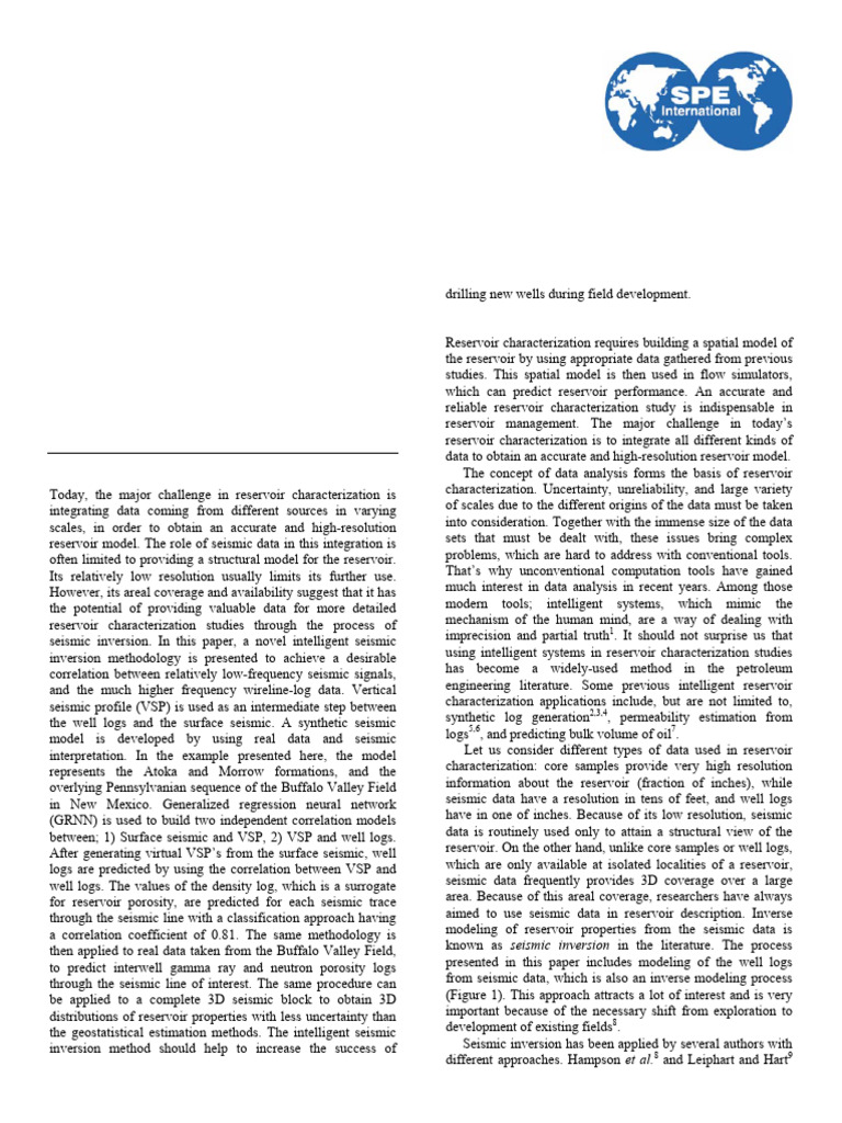 Reservoir Characterization Using Intelligent Seismic 1727955807 | PDF ...