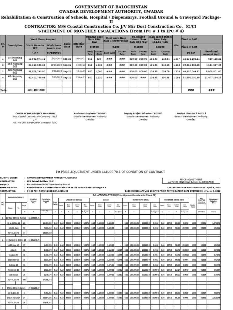 1st Escalation Bill of Package-3B 22-6-24 | PDF