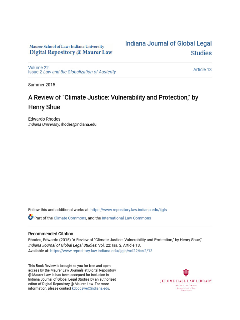 A Review of Climate Justice - Vulnerability and Protection by H | PDF ...