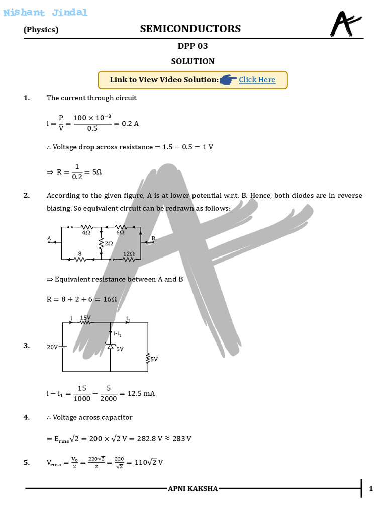 DPP - 03 (Video Solution) - Semiconductor NJ - 247 | PDF