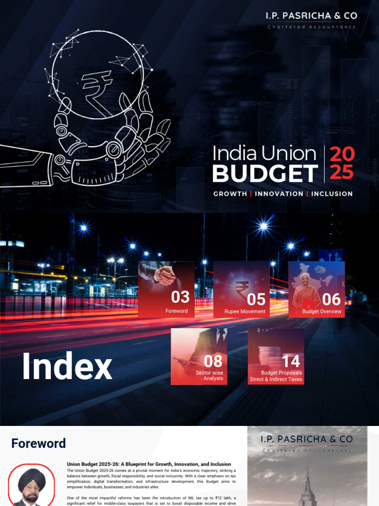 India Union Budget 2025-26 I.P. Pasricha & Co (IPPC GROUP) + | PDF | Taxes | Nuclear Power