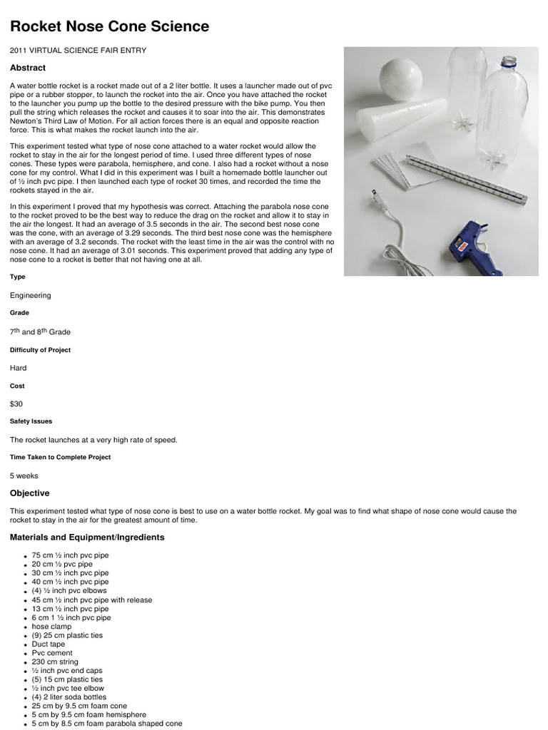 rocket-nose-cone-science | PDF | Rocket | Pipe (Fluid Conveyance)