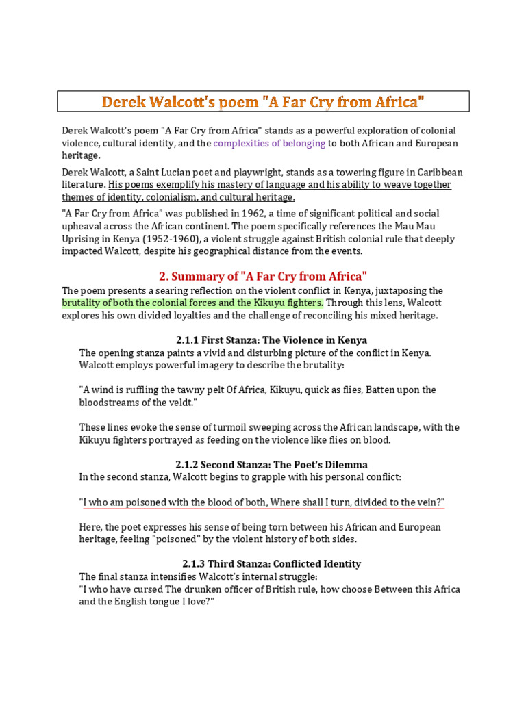 Derek Walcott Poems Mid 1 | PDF | Poetry | Postcolonialism