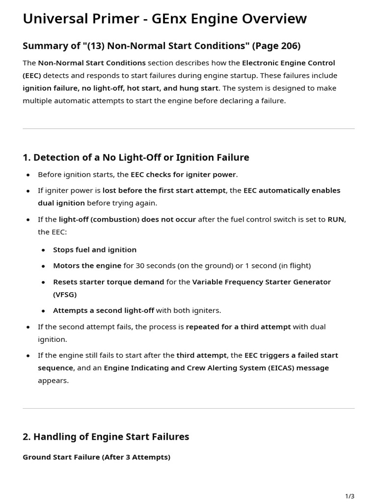 GEnx Engine Start Failure Guide | PDF | Engines | Exhaust Gas