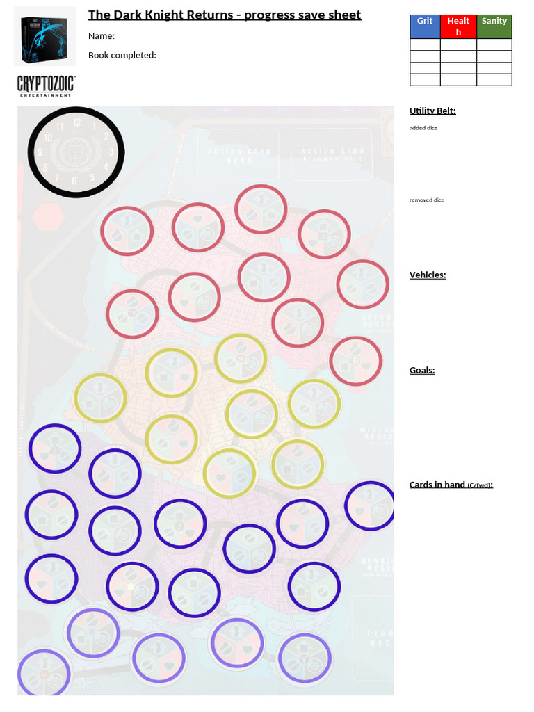 Dark Knight Returns Progress Sheet | PDF